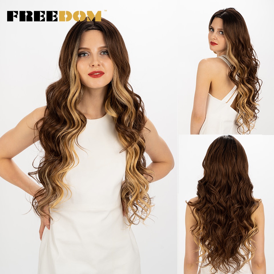 Freedom Lace Front Wig Synthetic Wigs For Black Women 30 Inch Long ...