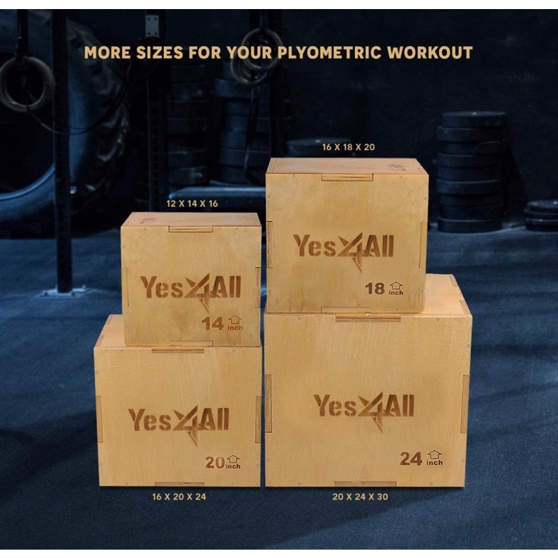 Yes4All 3 in 1 Wooden Plyo Box, Plyometric Box Platform for Home Gym ...