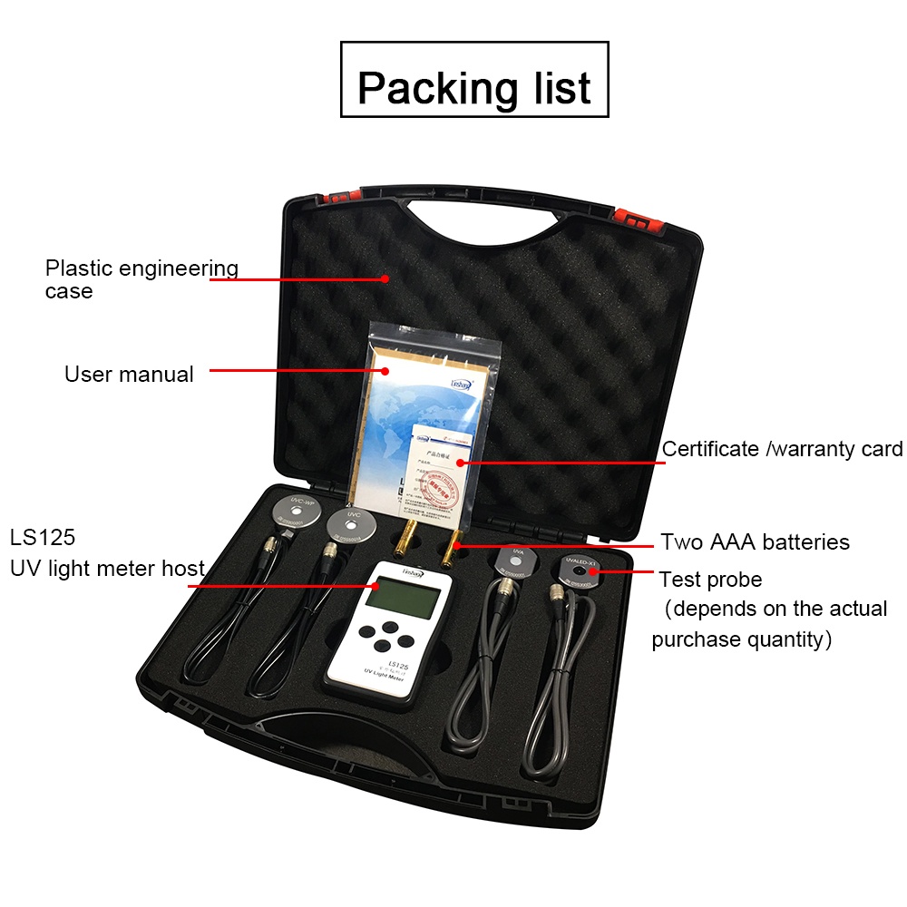 LS125 UVC Light Meter tester LS125 with UVC probe 254nm UV mercury lamp ...