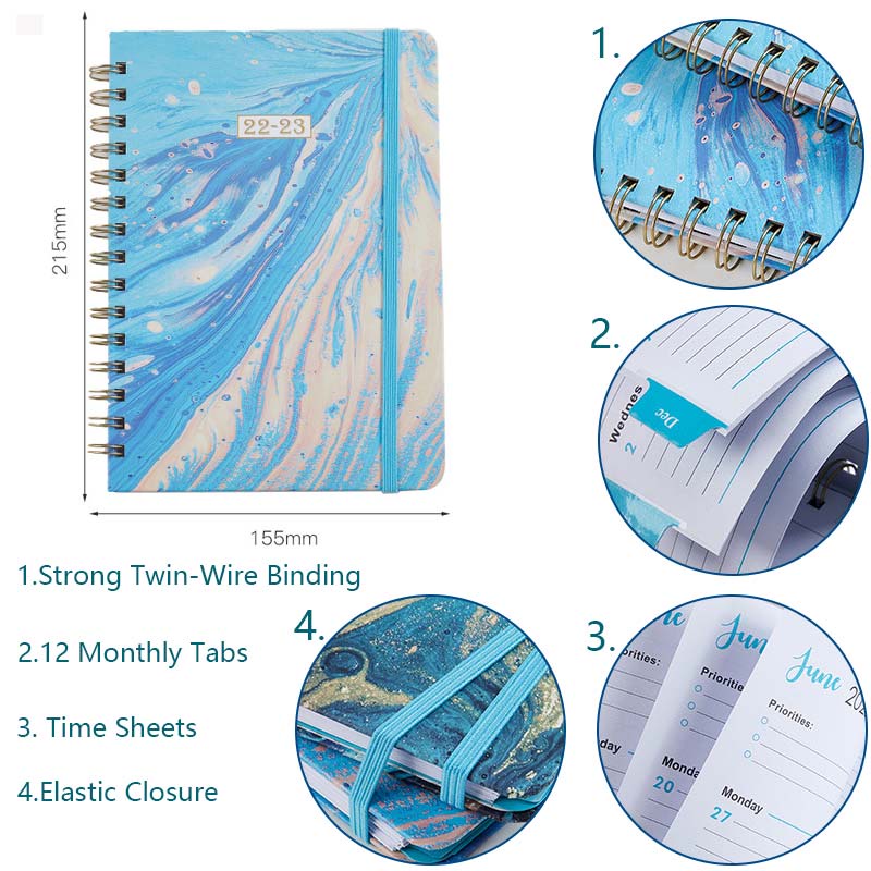 2023 Planner A5 Spiral Notebook Hardcover English Version Student Daily ...