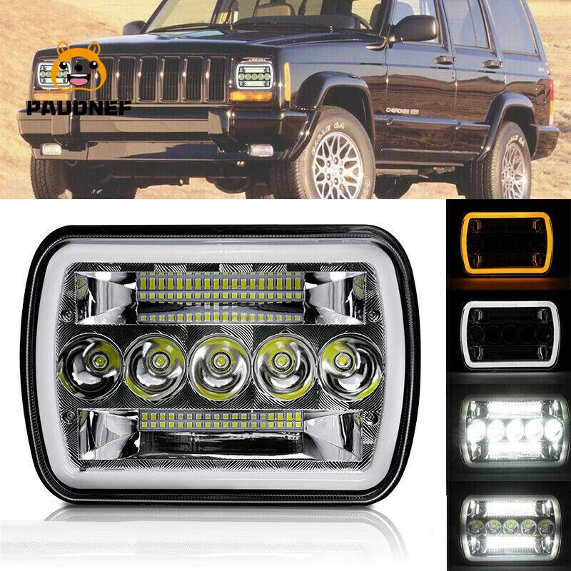 IN STOCK 5X7Inch 7X6Inch LED Headlight for Jeep Cherokee XJ Wrangler YJ ...