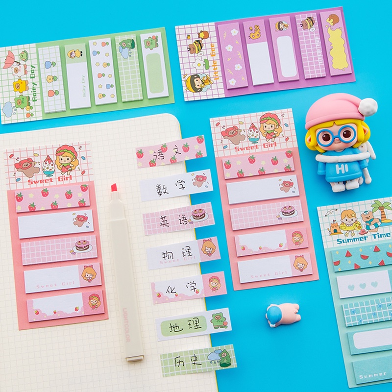 100 Sheets Cartoon Lovely Strong-Sticky Index Note Paper Classification ...