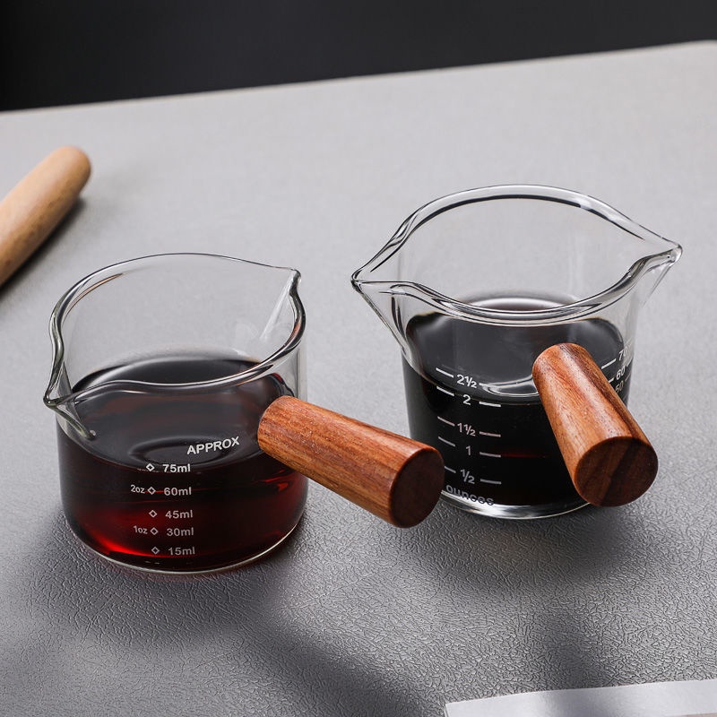 Glass Small Milk Cup Concentrated Italian Style Wooden Handle Mini ...