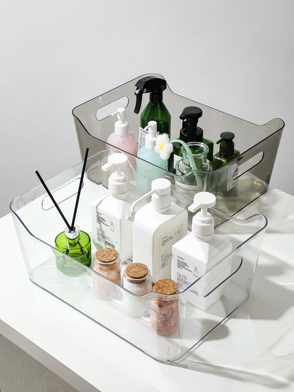 MINISO Transparent Series Plastic Storage Bin (Gray) | Shopee Philippines