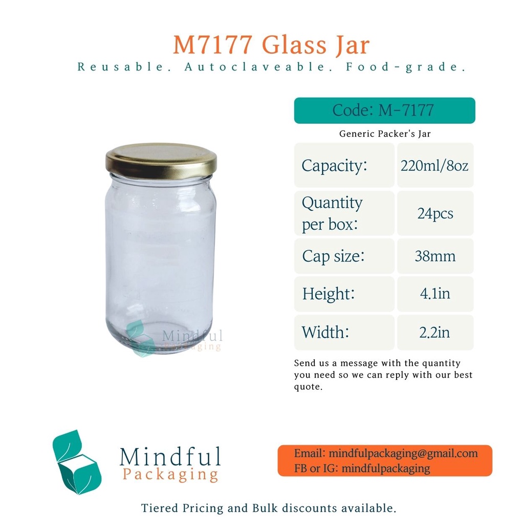 Glass Packaging Jars m7177 8oz ~ 220ml | Shopee Philippines