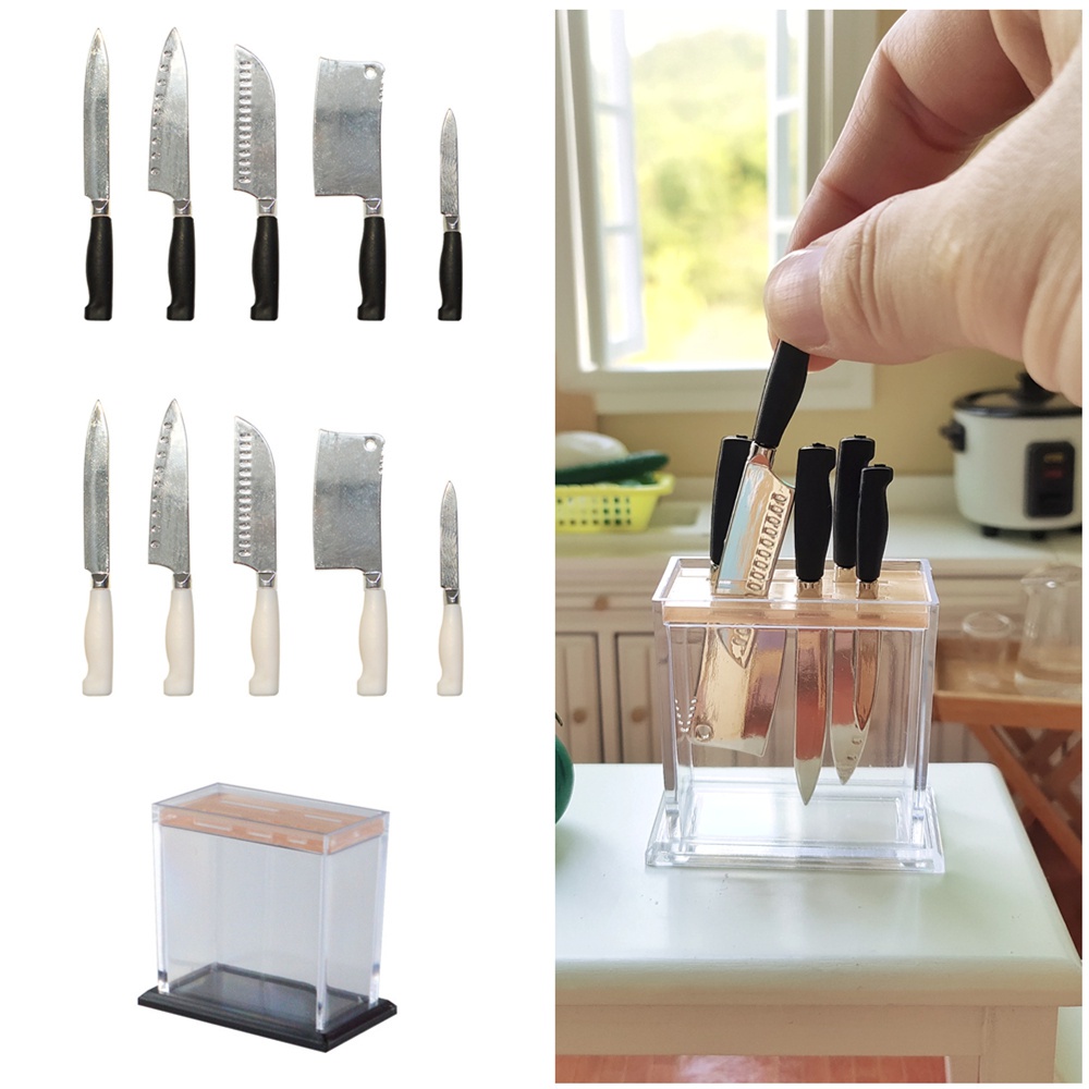 1:12 Dollhouse Mini Kitchen Knives Model/Knife Holder/Fresh-Keeping Box ...