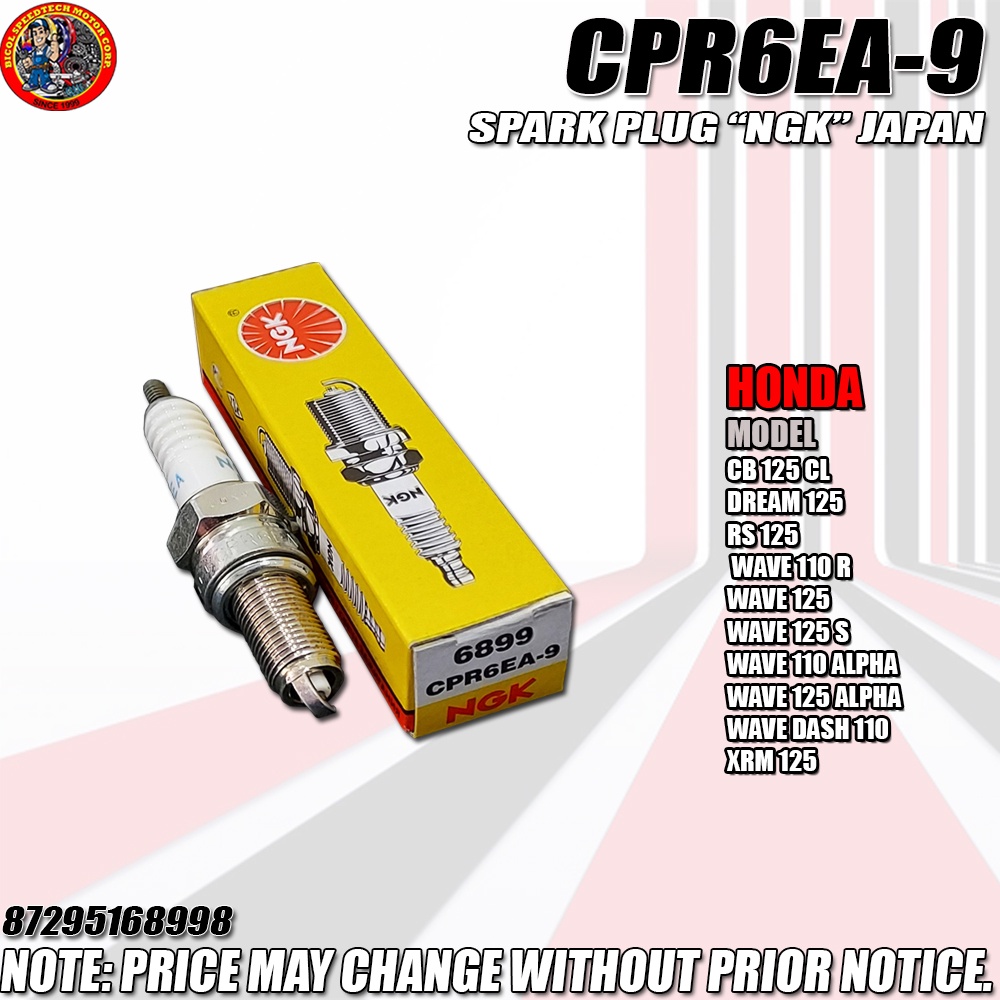 CPR6EA-9 SPARK PLUG "NGK" JAPAN WAVE 125 (87295168998) | Shopee Philippines