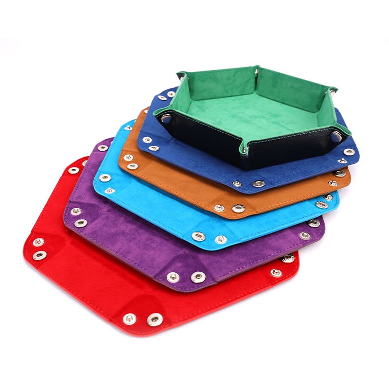 New Foldable Dice Hexagonal Tray Box PU Leather Desktop Storage Box ...