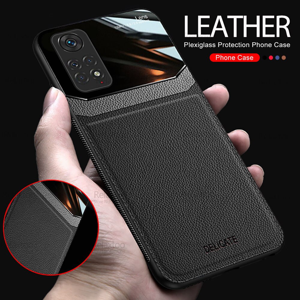 Luxury Leather PU Plexiglass Back Case For Xiaomi Redmi Note 11 Pro 5G ...