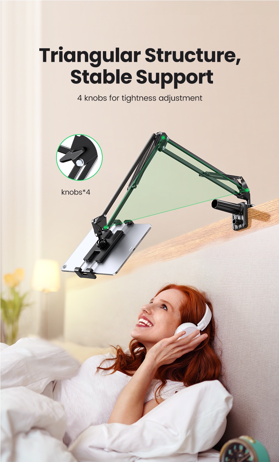 UGREEN Phone Long Arm Movable Holder Clamp Tablet Mount Lazy Holder ...