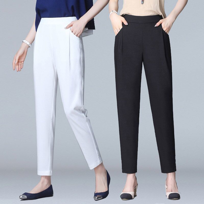 Plus Size M-4XL Harem Long Suit Baggy Pants for Women Elastic High ...
