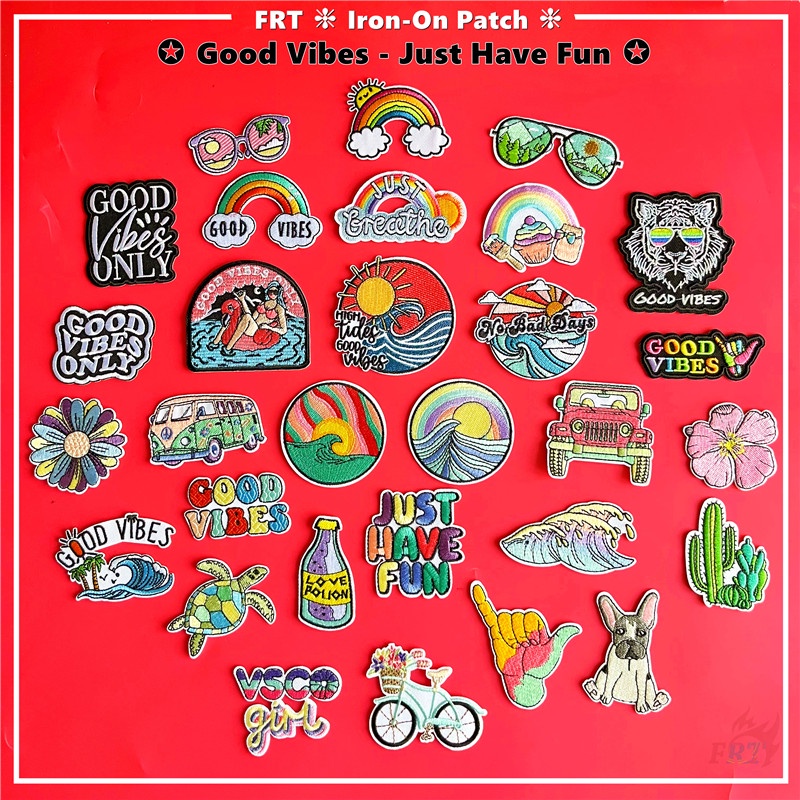 ☸ Good Vibes - Just Have Fun Iron-On Patch ☸ 1Pc DIY Sew on Iron on Badges Patches（30 Styles ...