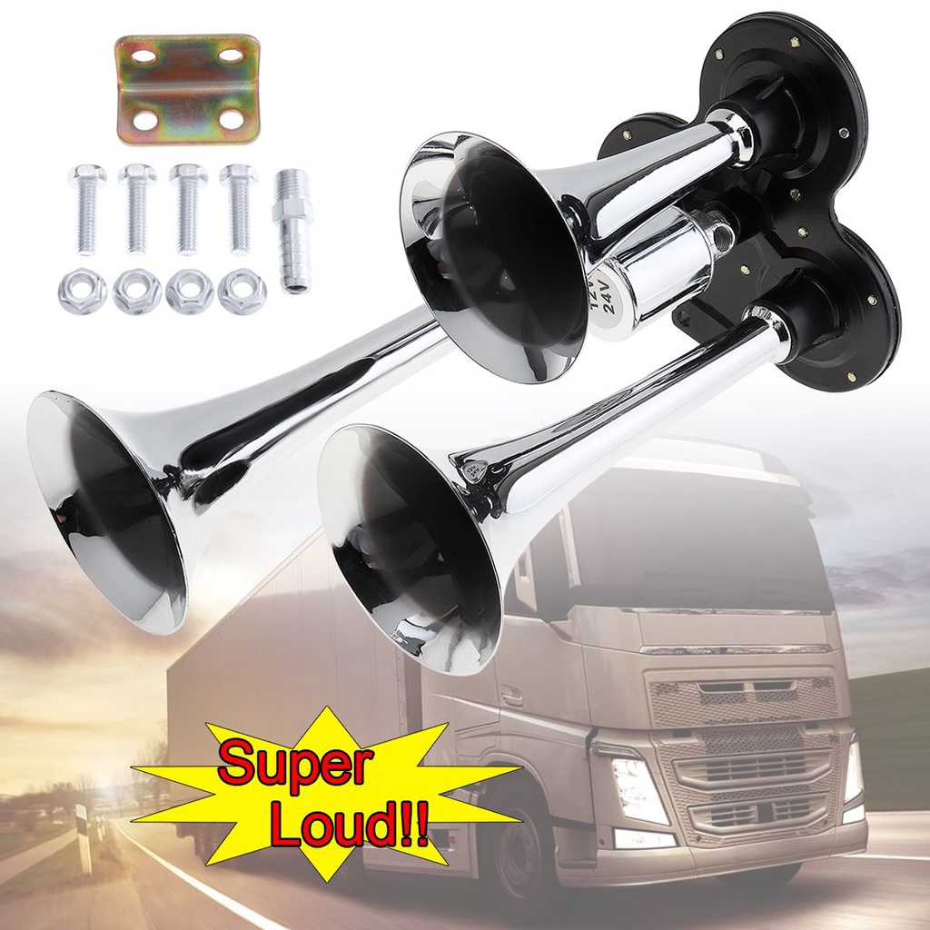 12V 178DB Universal Super Loud Silver Three Car Trumpet Electronically ...