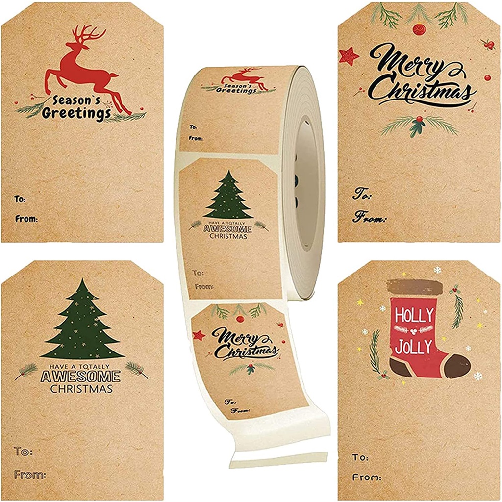 (300 Pcs) 1 Roll Christmas Gift Label Stickers (Medium Size) - Random ...