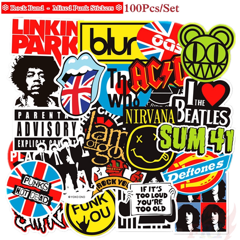 100Pcs/Set HipHop Punk . Rock Band Series A Stickers Music Fans ...