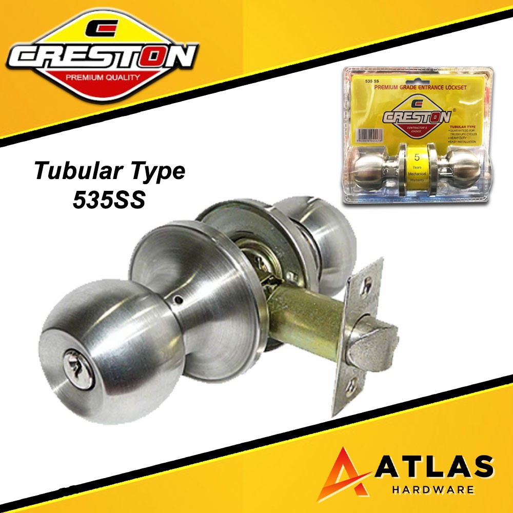 CRESTON Door Knob LOCKSET TUBULAR 535-SS / BK535SS | Shopee Philippines