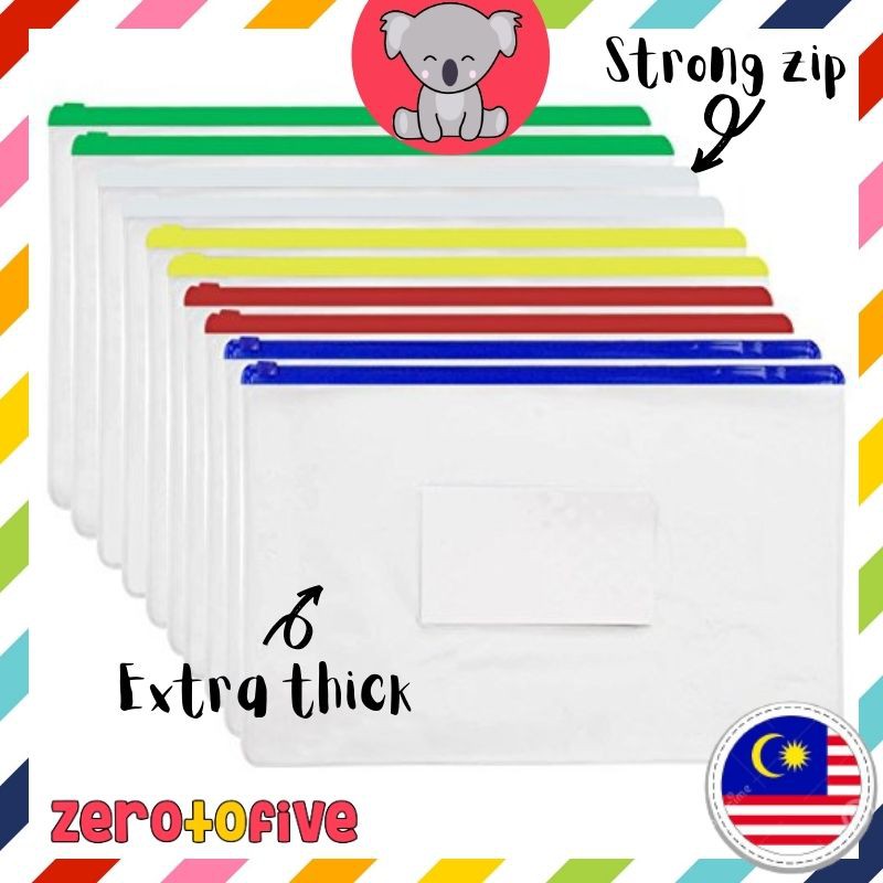A4 / A5 Waterproof Extra Thick Transparent Zipped Folder Storage File ...