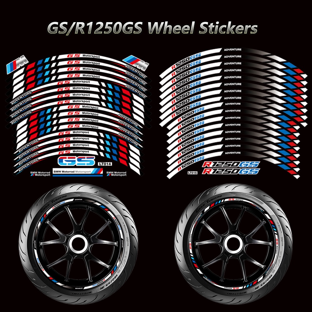 16 PCS Reflective Motorcycle GS Stickers Outer Wheel Rim Sticker Film ...