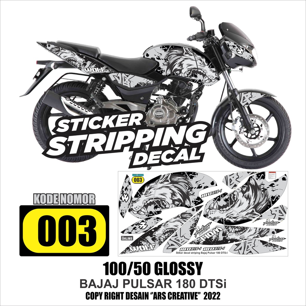 Bajaj pulsar 180 DTSi Wolf striping decal Sticker. Variations of ...