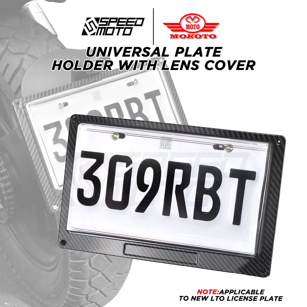 MOKOTO UNIVERSAL MOTORCYCLE LICENSE PLATE FRAME COVER CARBON MOTO-5120 ...