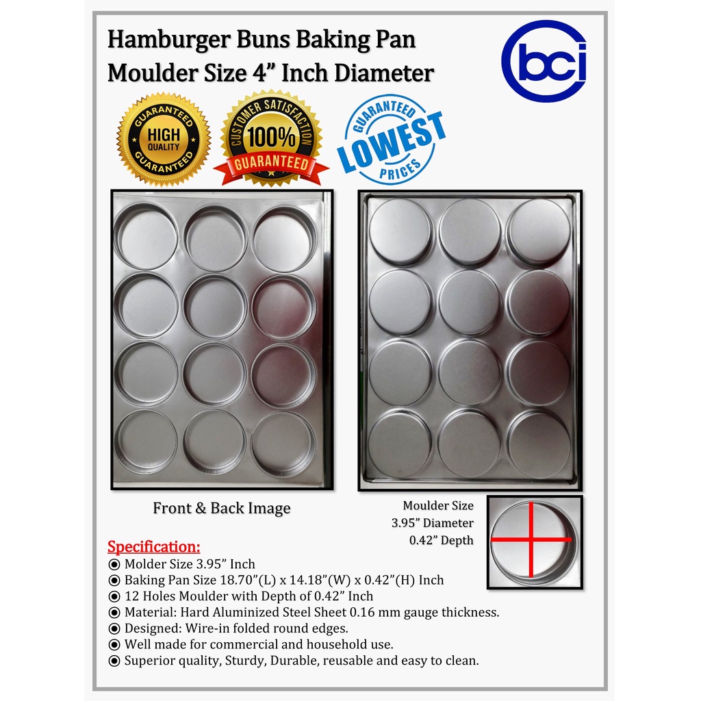Hamburger Buns Baking Pan - Sizes of 3.5" and 4.0" Inch | Shopee ...
