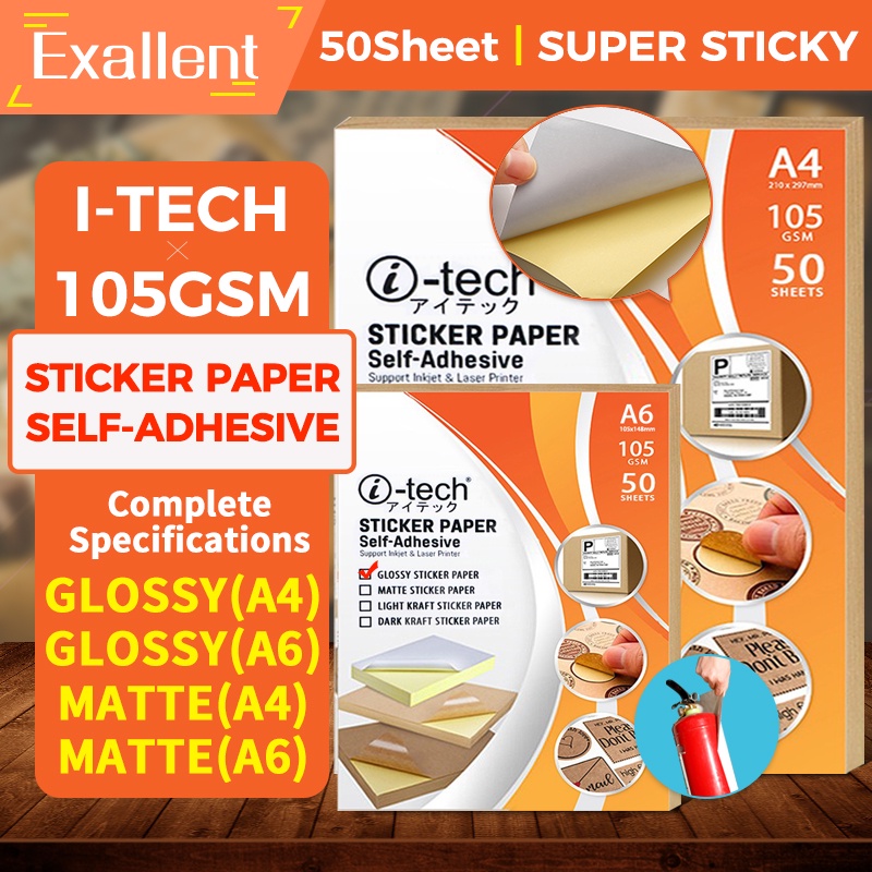 Glossy&Matte Sticker Paper Self-adhesive A4/A6 Label Sticker Paper ...
