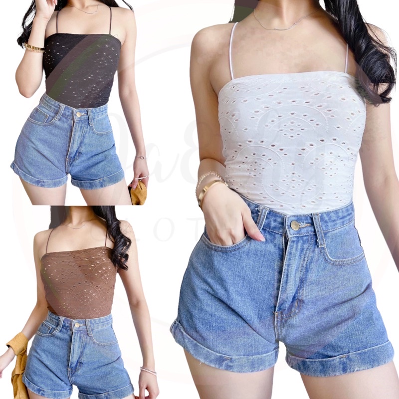 Ja8thy String Bandeau - Eyelet Fabric | Shopee Philippines