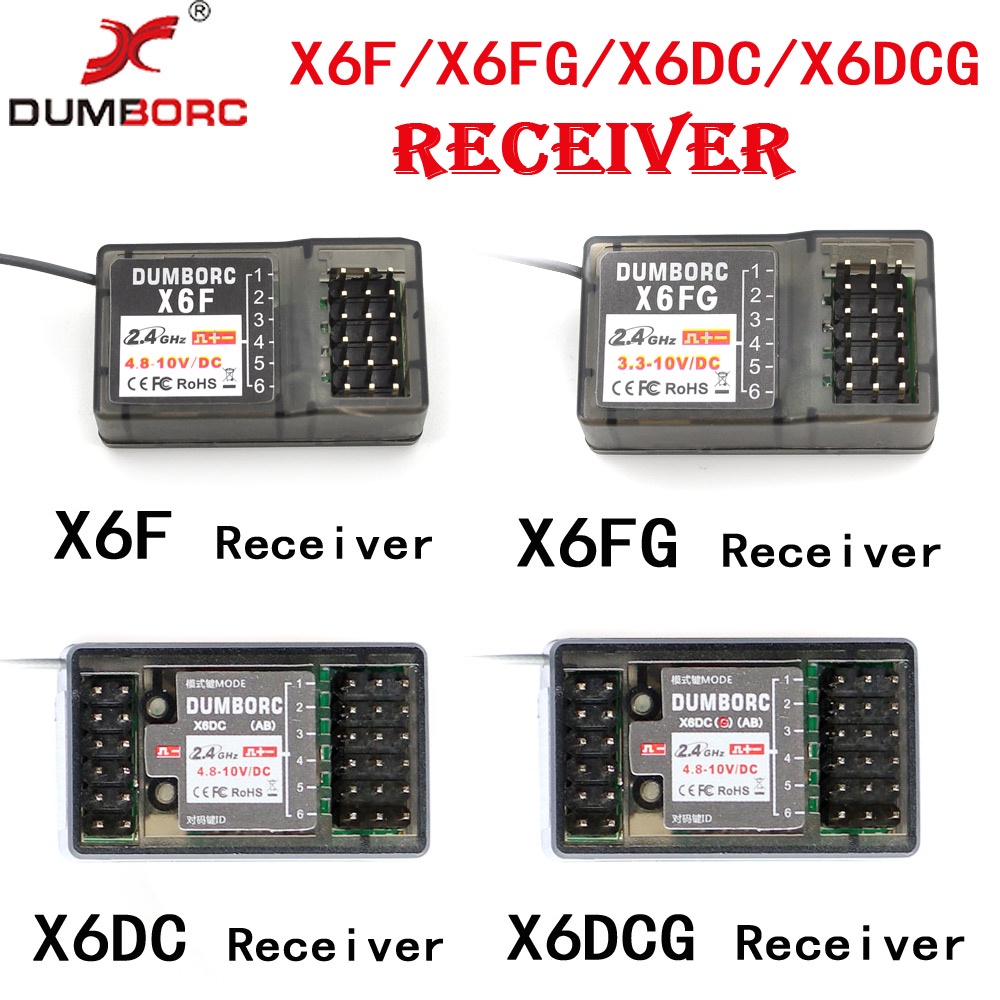DUMBORC X6F/X6FG/X6DC/X6DCG 2.4G 6CH Radio Control System Receiver RC ...