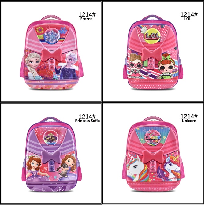 (TGS) Cartoon Backpack 1214 Girls 14 Inch Girls School Bag (Frozen, LOL ...