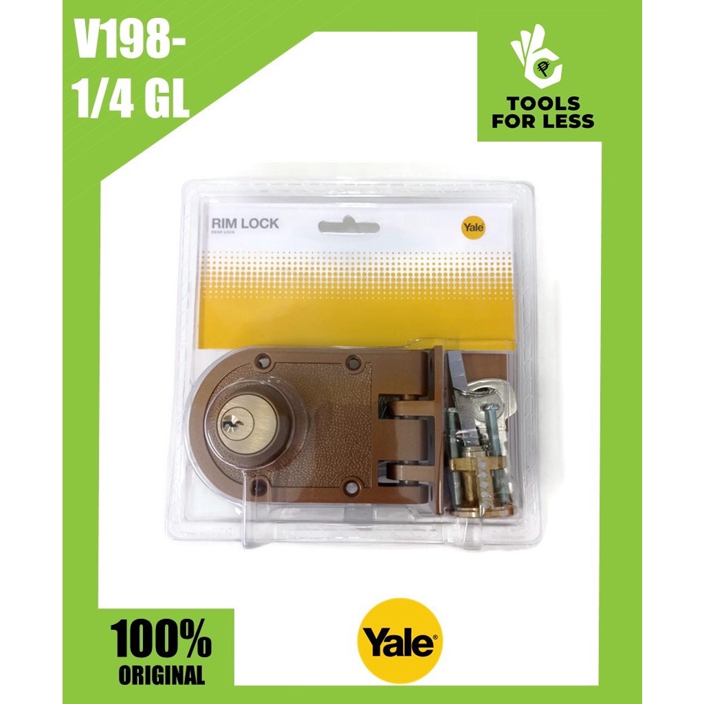 Yale Double Cylinder Rim Lock V198-1/4 GL (Gold Lacquer) | Shopee ...