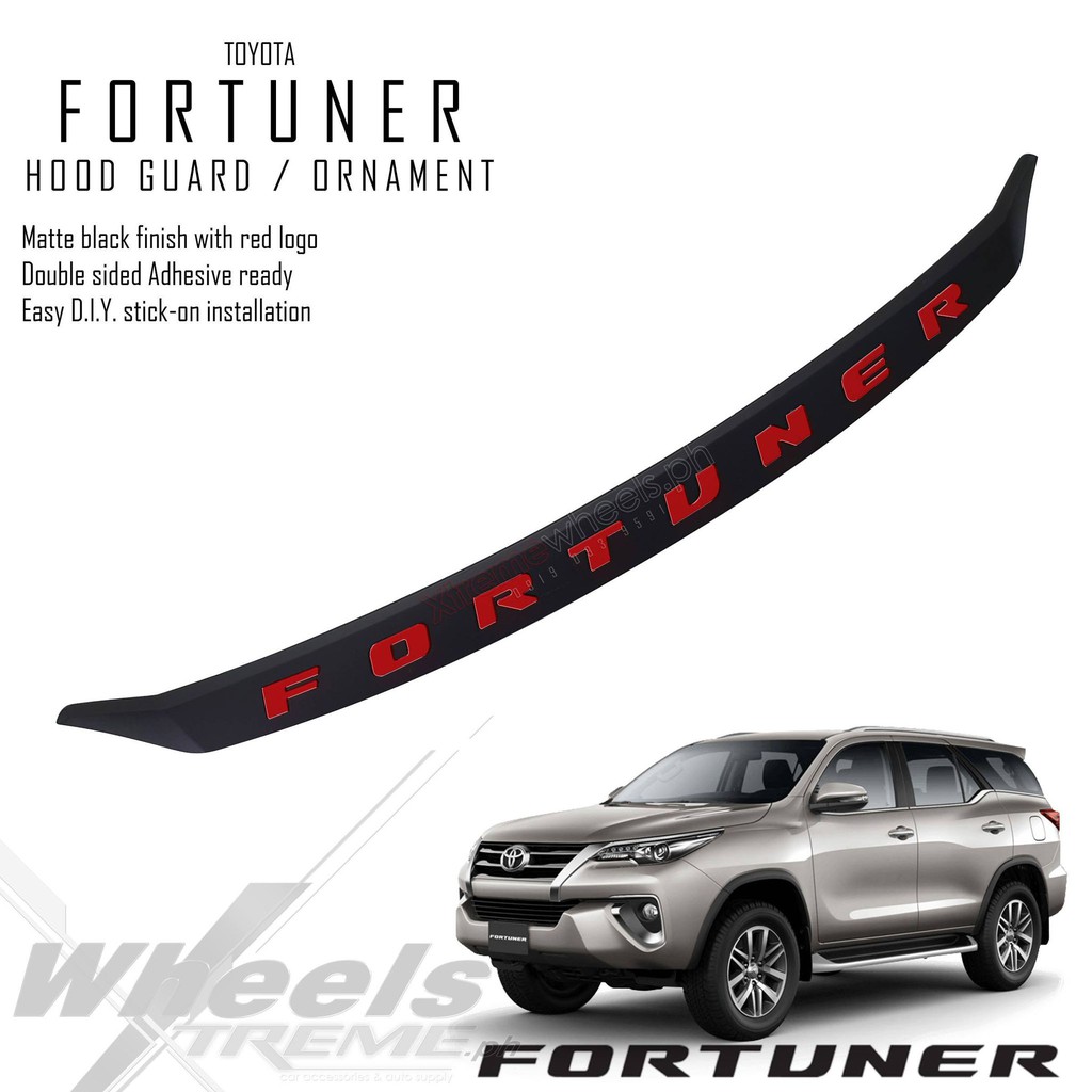 Fortuner 2016-2024 Hood Lip Matte Black with Red Fortuner Logo | Shopee ...