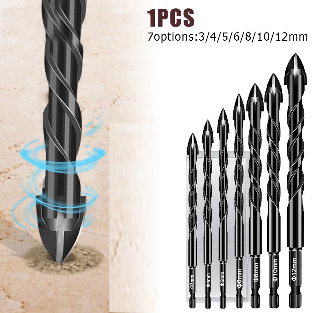 Drill Bit Triangle Alloy Cement Ceramic Cross Drill Groove Hexagonal ...
