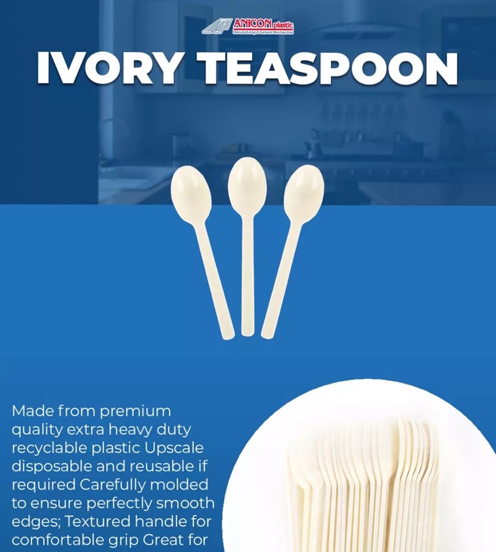Anicon Premium Quality Disposable Plastic Teaspoon - 100pcs (Ivory ...
