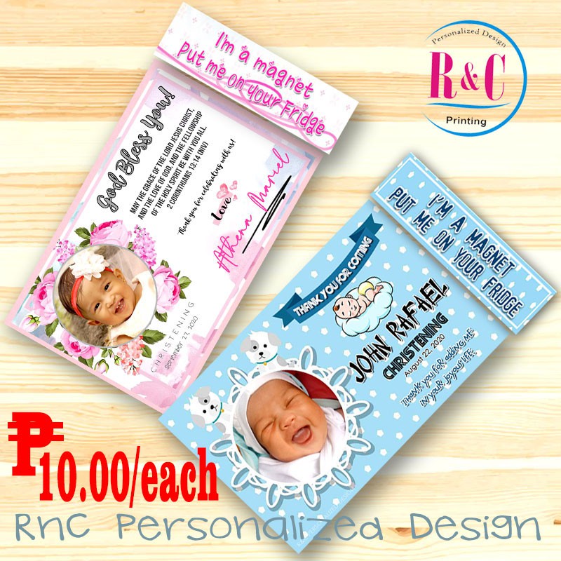 BIRTHDAY & CHRISTENING Ref Magnet Giveaway ATM SIZE -minimum 50 pcs ...