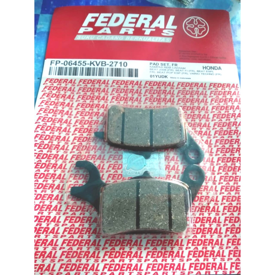 FEDERAL BRAND FRONT PAD DISPAD FOR MOTORCYCLES BEAT, VARIO, SCOOPY ...