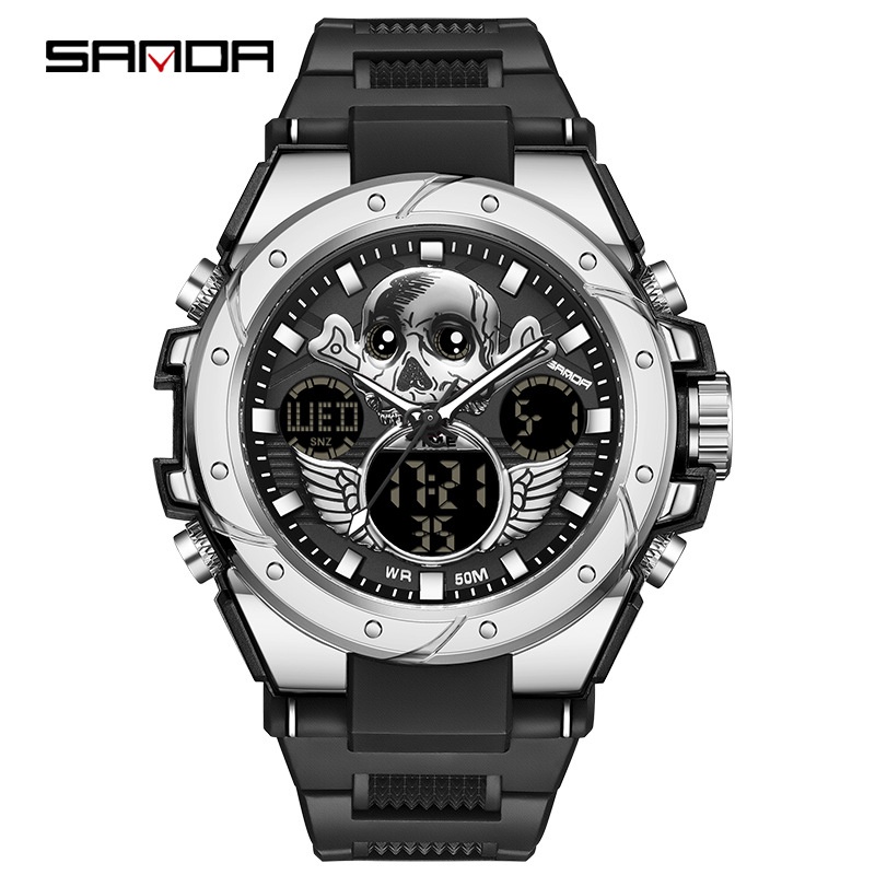 SANDA Brand Digital Watch Man 2 Time Quartz Electronic Watches ...
