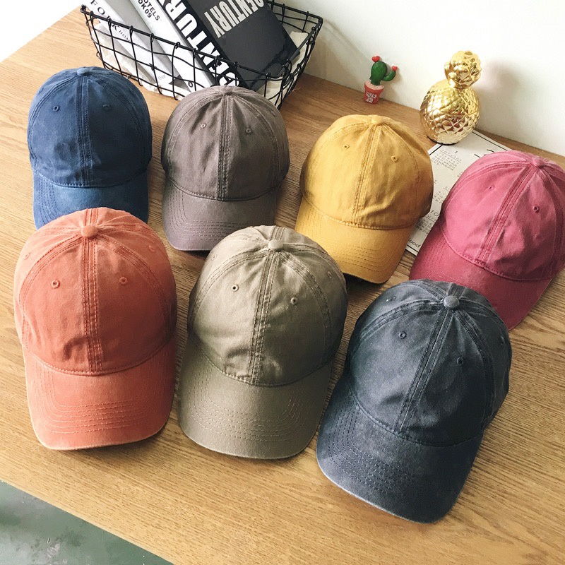 BGC COD fashion cotton washed wash plain baseball cap Adult | Shopee ...