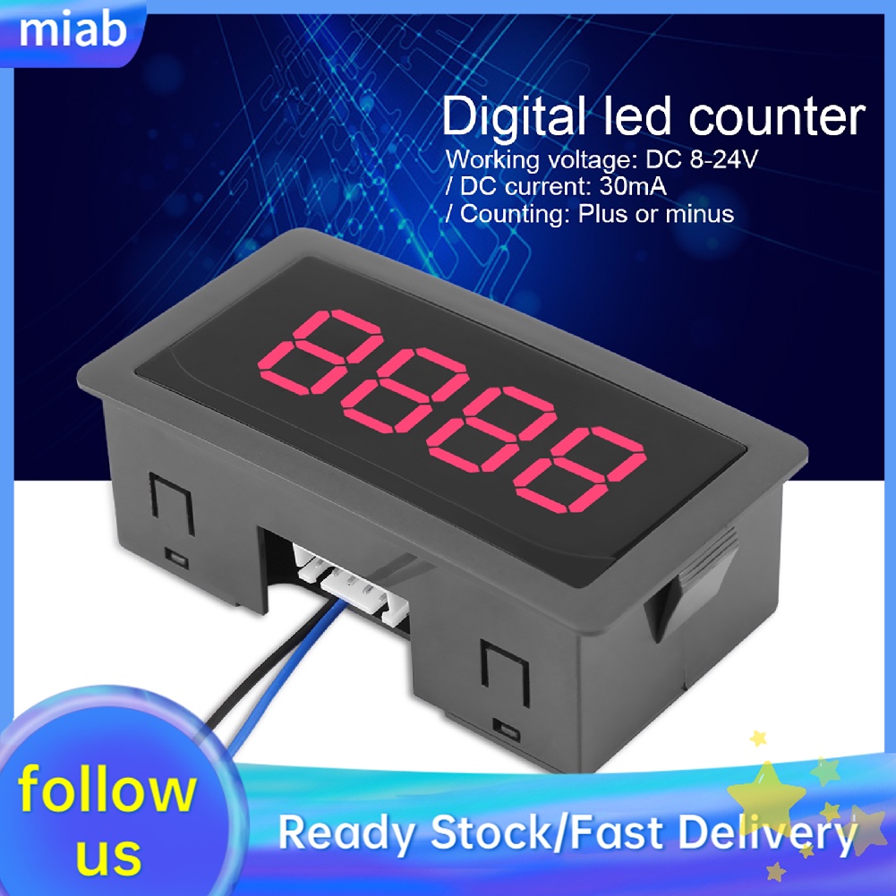 [Ready Stock] DC LED Digital Display 4 Digit 0-9999 Up/Down Plus/Minus Panel Counter Meter with ...