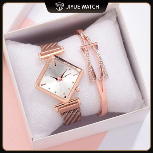 Fashion Women Watches Bracelet Set Unique Square Dial Magnet Buckle ...