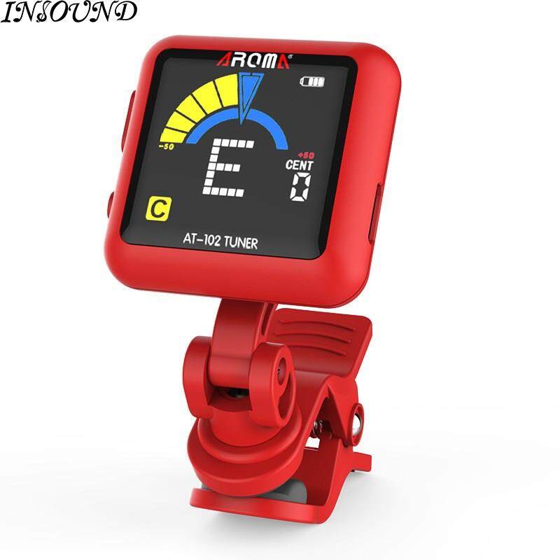 Aroma Rechargeable Clip-On Guitar Tuner With LCD Display Usb Charging Cable For Chromatic Guitar ...