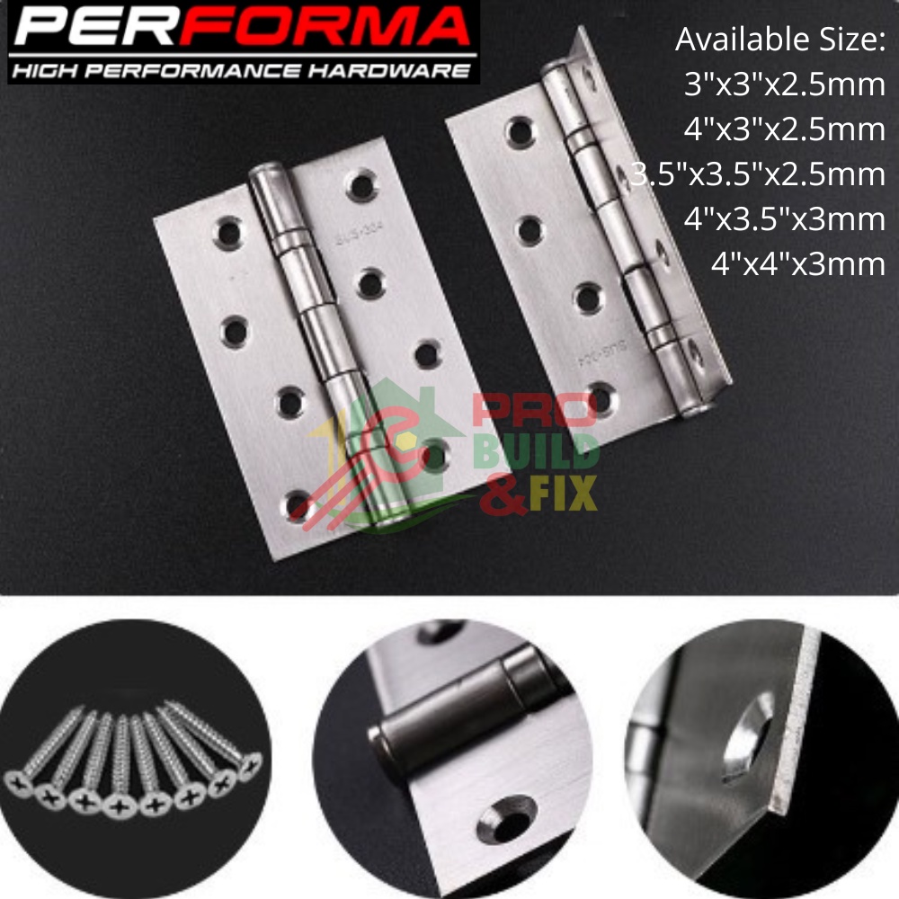 PERFORMA Solid Stainless Steel Ball Bearing Door Hinges (per pair ...