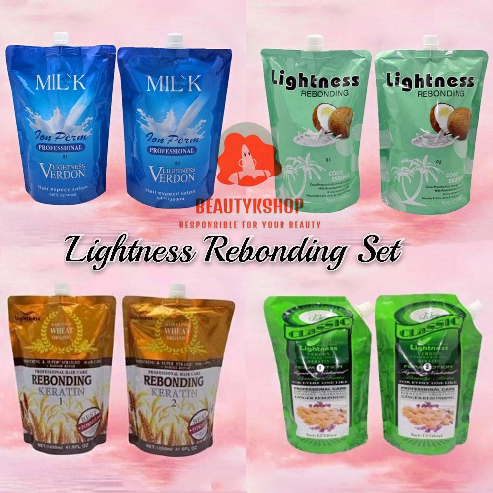 Lightness Hair Rebonding Set 1&2 1250ml*2 Pouch Hair Care | Shopee ...