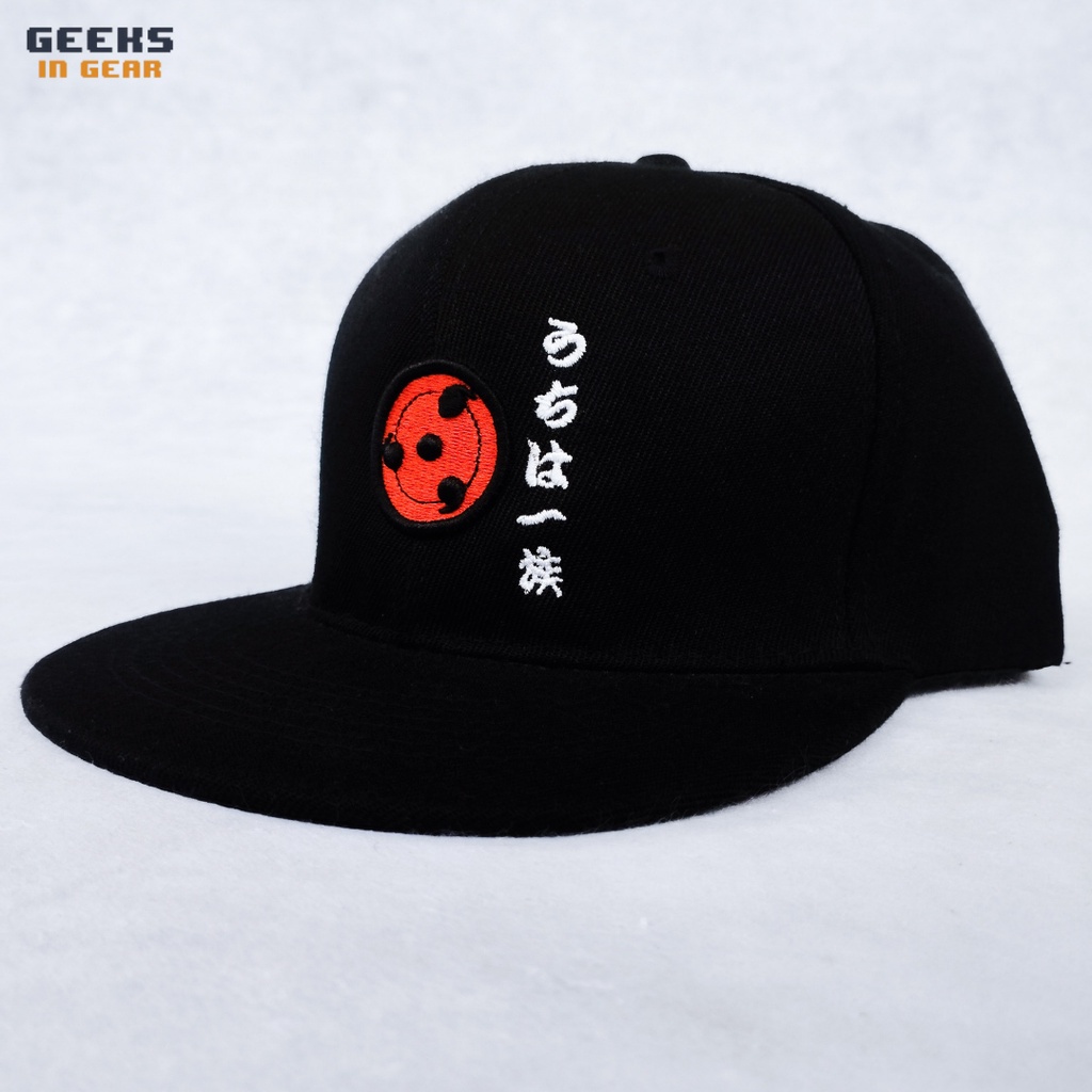 Uchiha Clan Sharingan NARUTO 3D Puff Embroidered Snapback Cap (Black ...