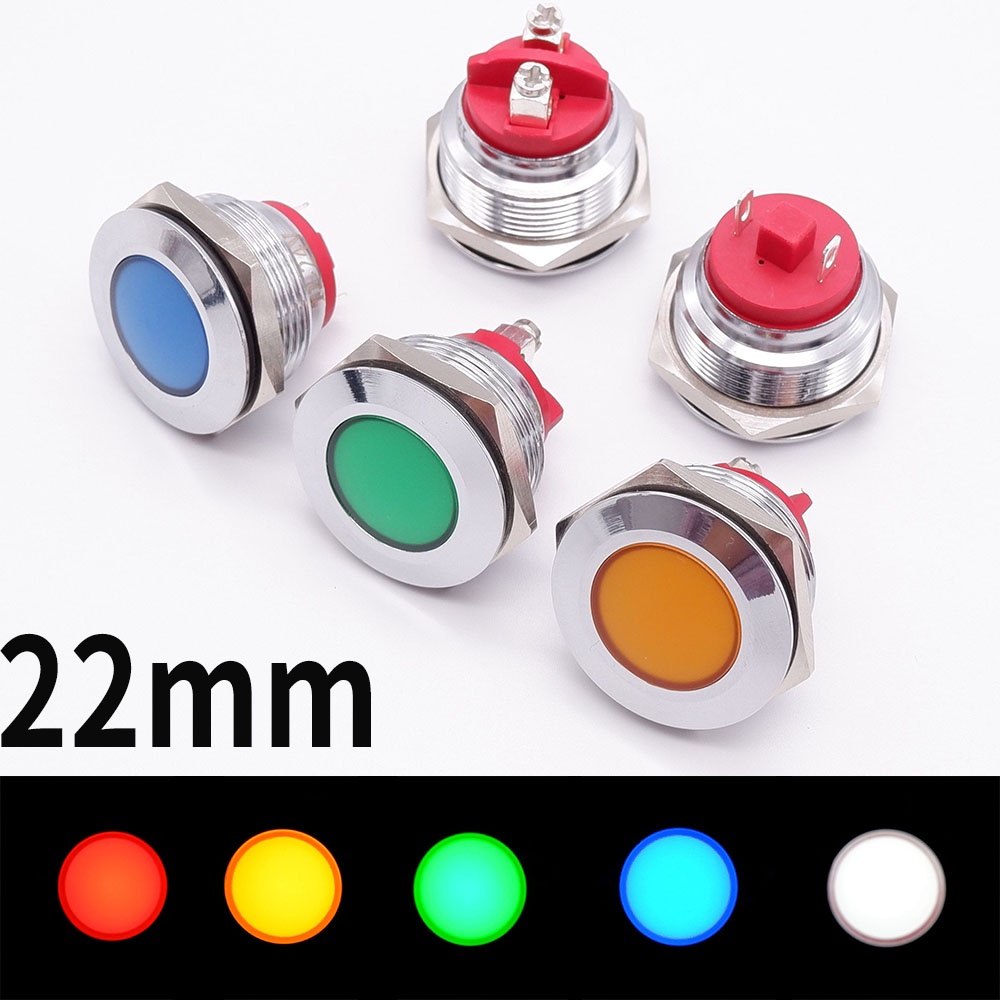 22mm LED Metal Signal Lights Power Switch Indicator Lamp No Wire 3V 6V ...