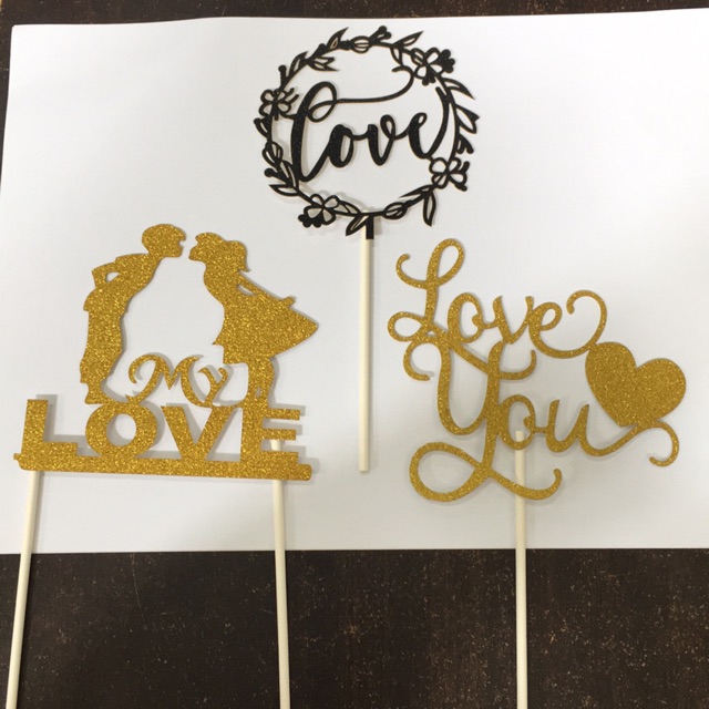 cake topper love my love couple valentine kekasih pasangan | Shopee ...
