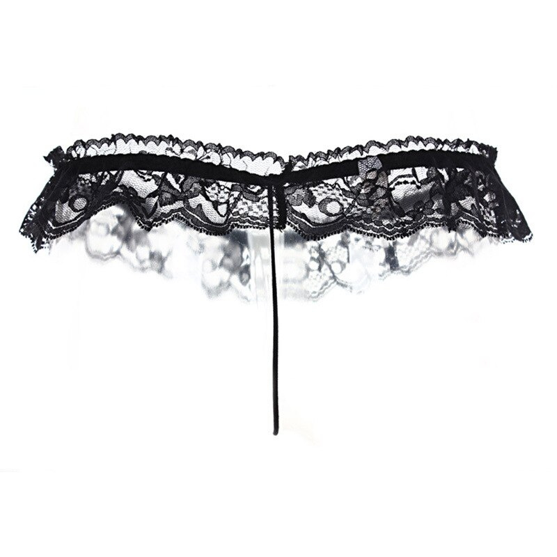 Women Sexy Lace Panties Open Crotch Thong G-Strings with Pearls ...
