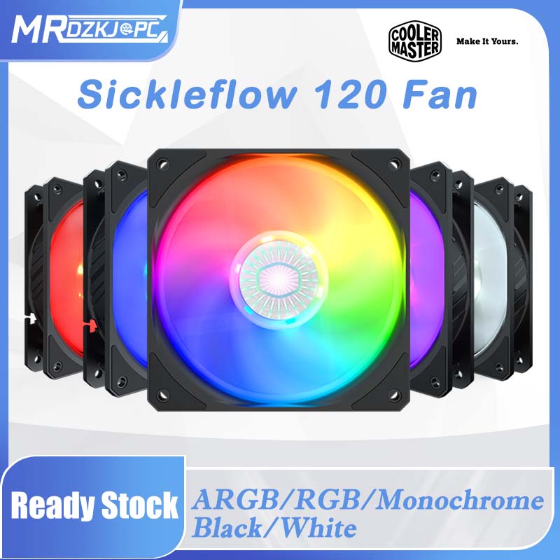 Cooler Master Sickleflow 120 Cpu Cooler 120mm Fan Argb Rgb Monochrome Black White Case Cooling