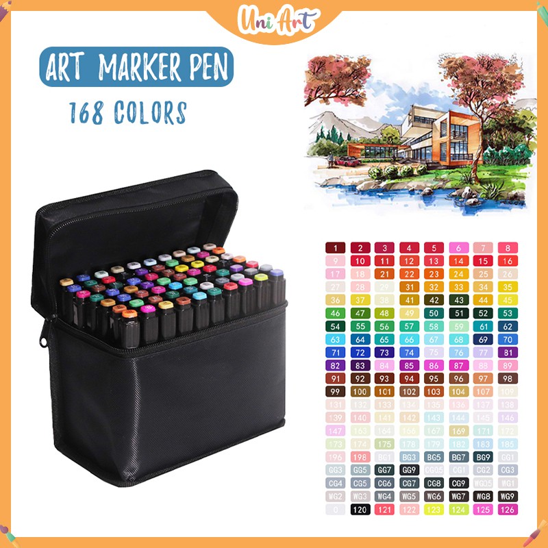 Uni Art 168 Colors Markers Manga Drawing Markers Pen Alcohol Based ...