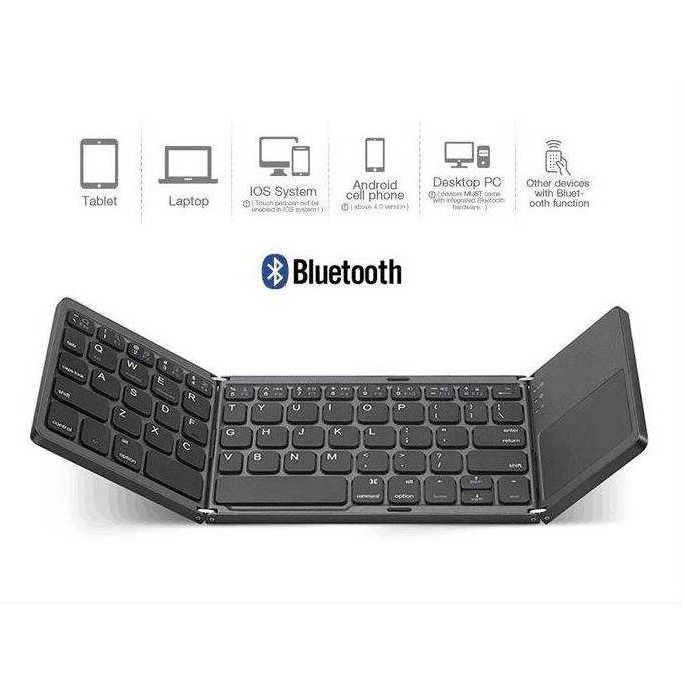 Sg Stock B033 Mini Folding Keyboard Bluetooth Foldable Wireless Keypad Touchpad Windows