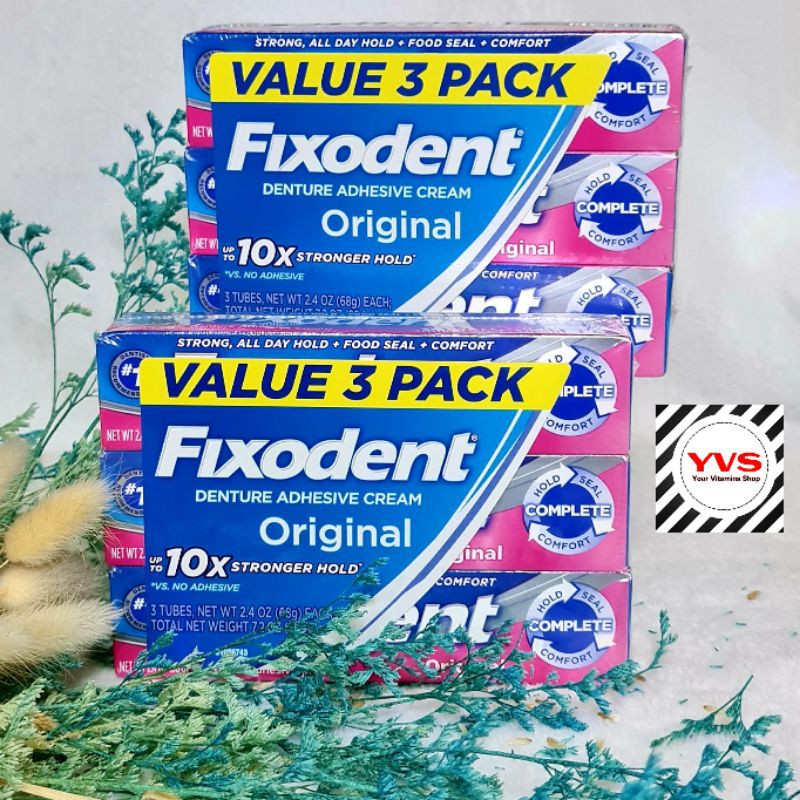 Fixodent Denture Adhesive Cream Value Pack (3 tubes in 1) | Shopee ...